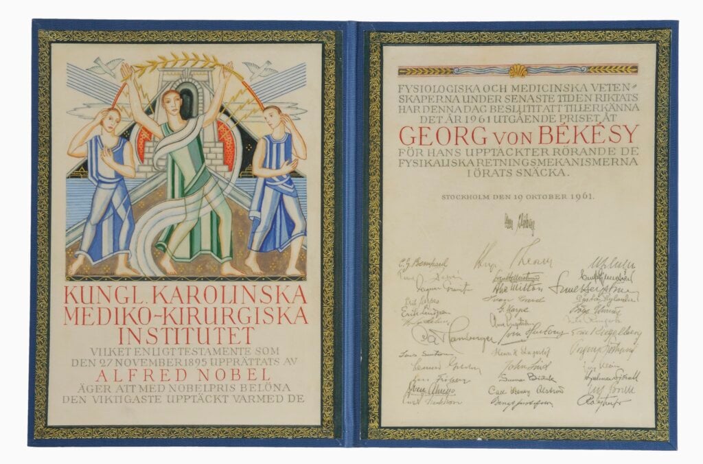Georg von Békésy – Nobel Prize diploma - NobelPrize.org